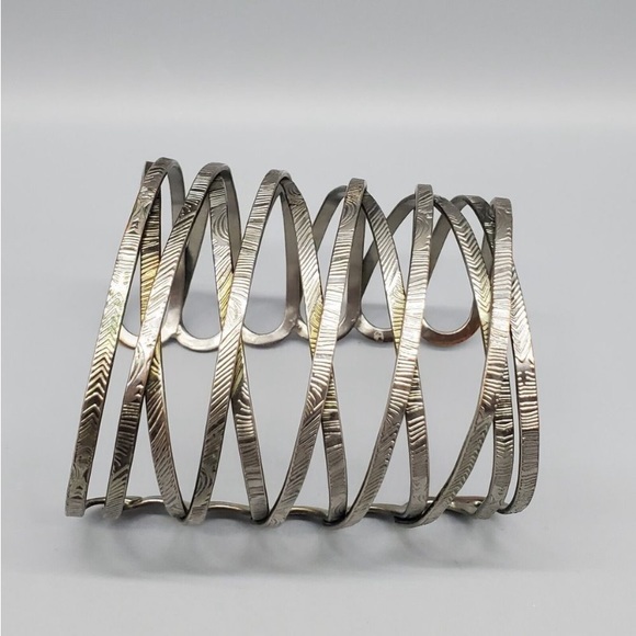 Jewelry | Gauntlet Cuff Bracelet Cage Crisscross Silver Tone Textured ...